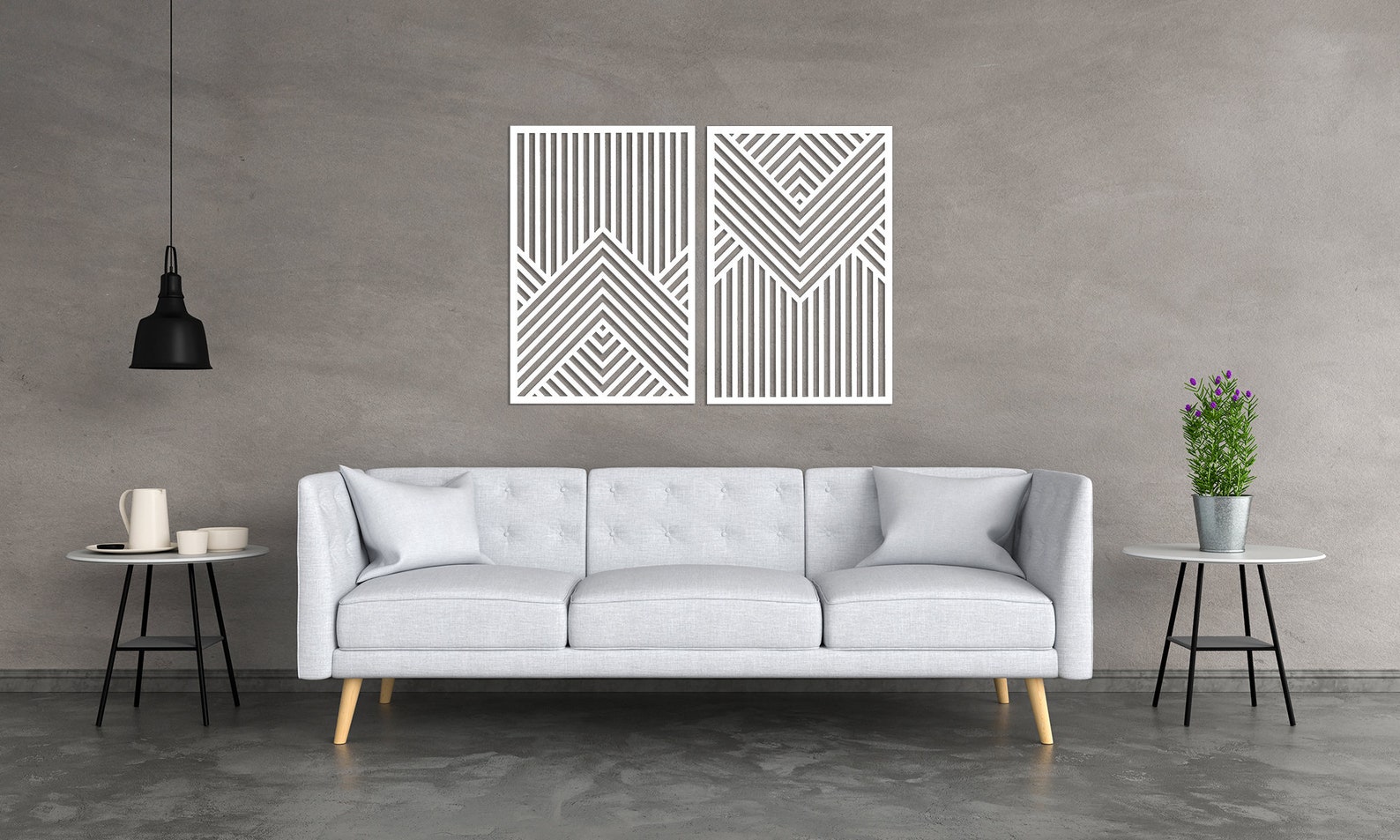 3D Large Geometric Wall Art Decor Set of 2 Minimalist - Etsy
