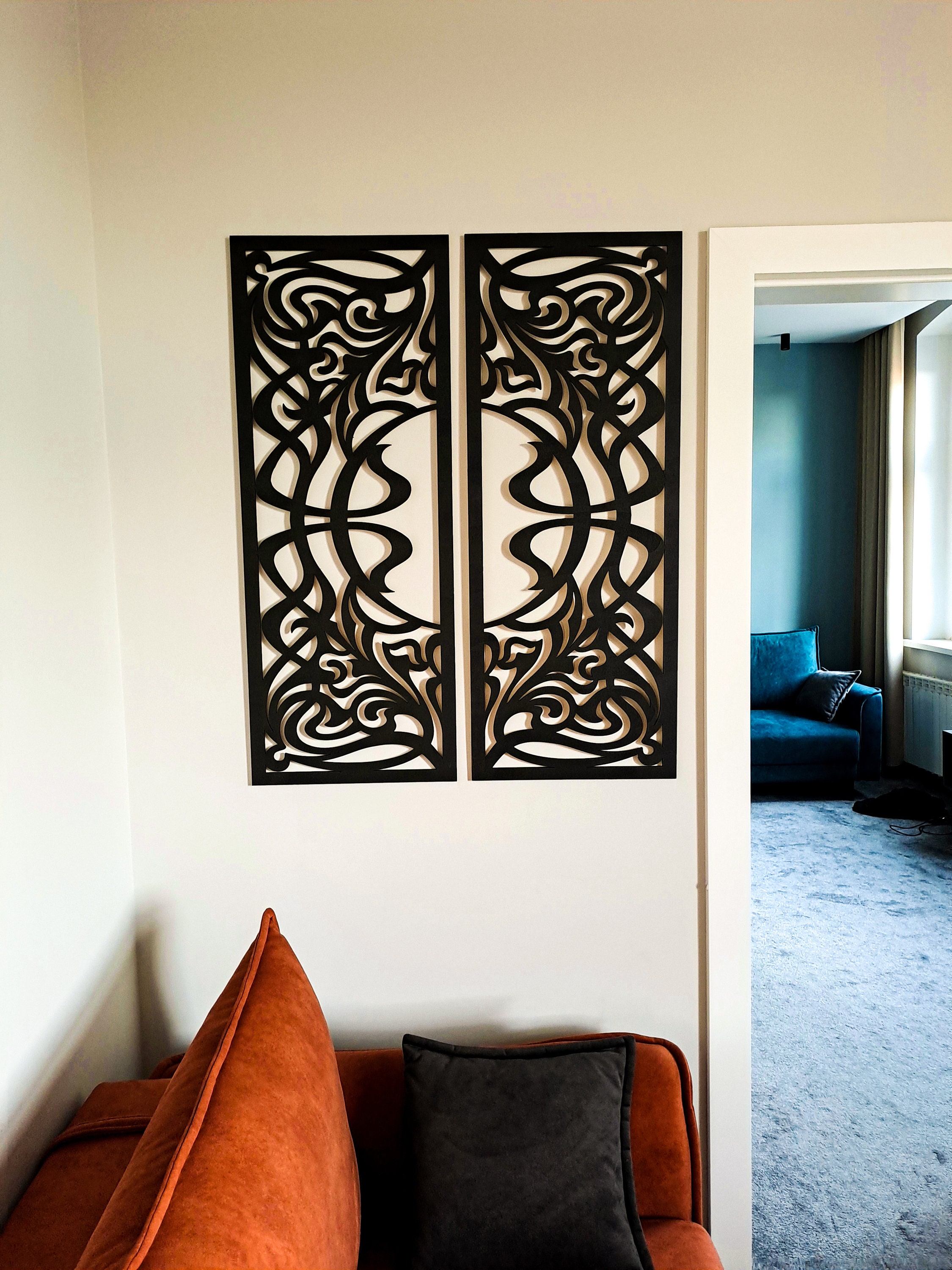 3D Wooden Wall Art Decor ART DECO Set of 2 Fretwork - Etsy