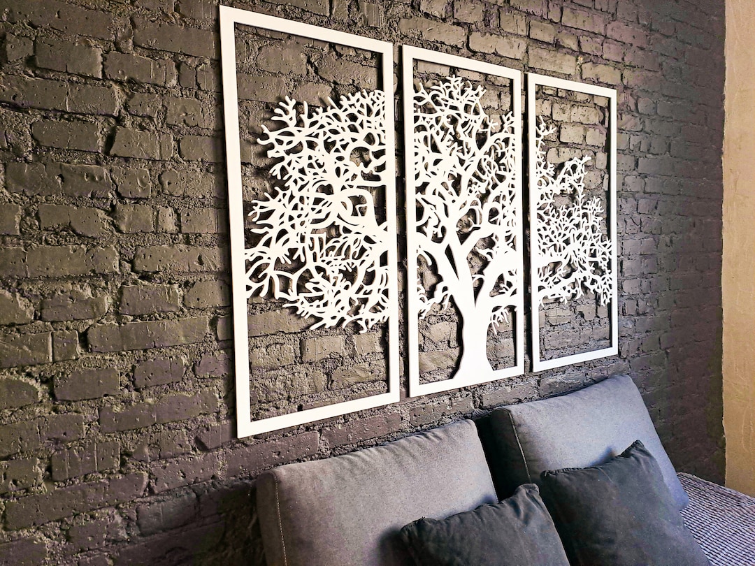 3D FAMILY TREE, Tree of Life, Modern Wood Wall Art Decor, Set of 3 ...
