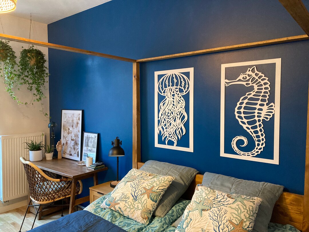 3D COASTAL, SEA, Marine Wall Art DECOR, Set of 2, Jellyfish, Seahorse ...