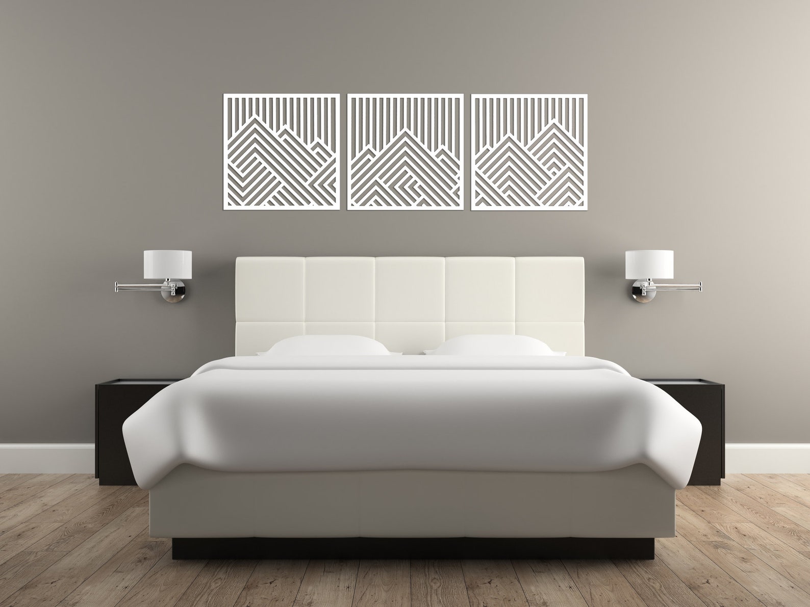 3D Large Geometric Wall Art Decor Set of 3mountains - Etsy