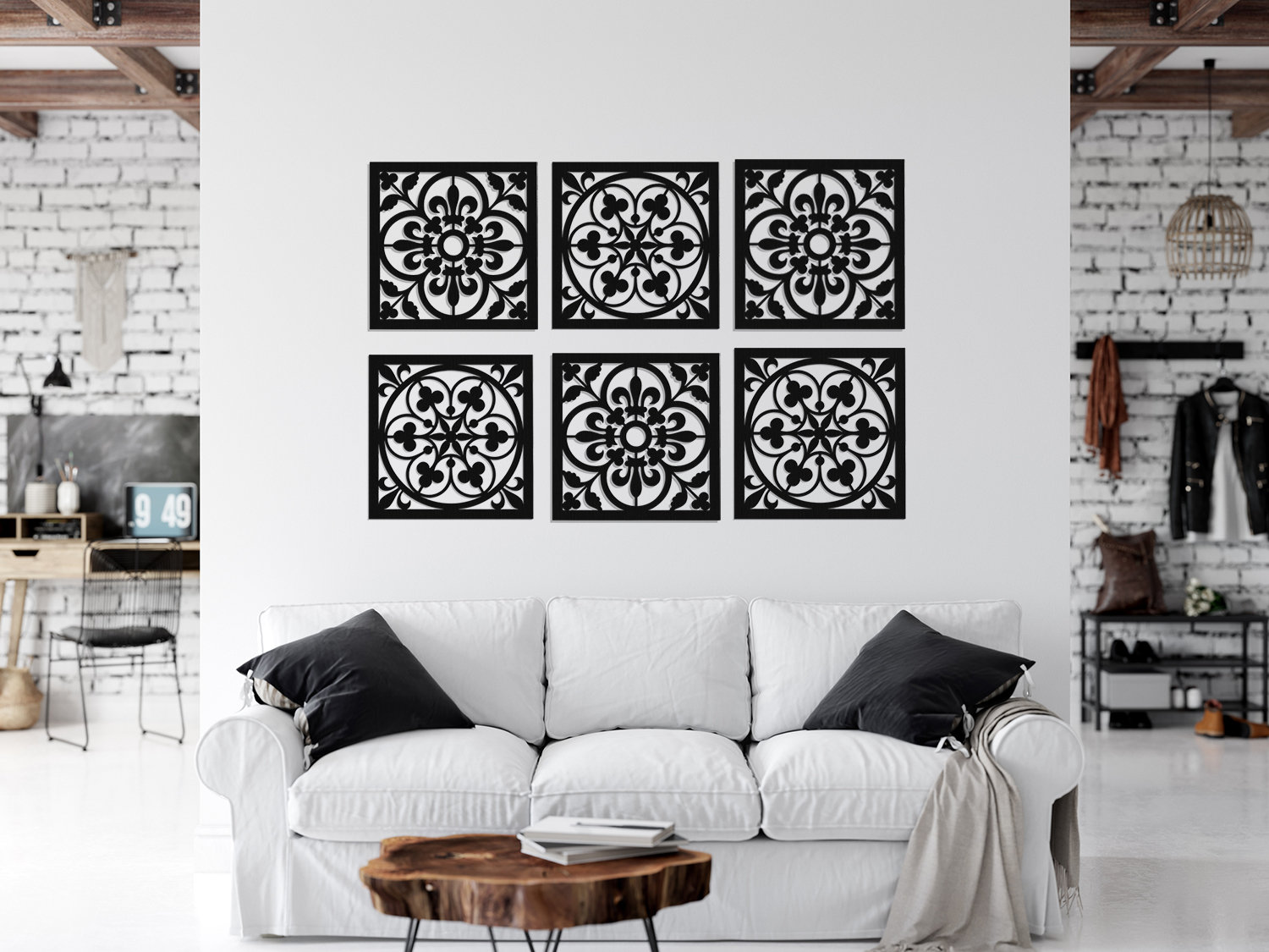 3D Stylish Wood Wall Art Decor Set of 6 Pieces Openwork Wall | Etsy