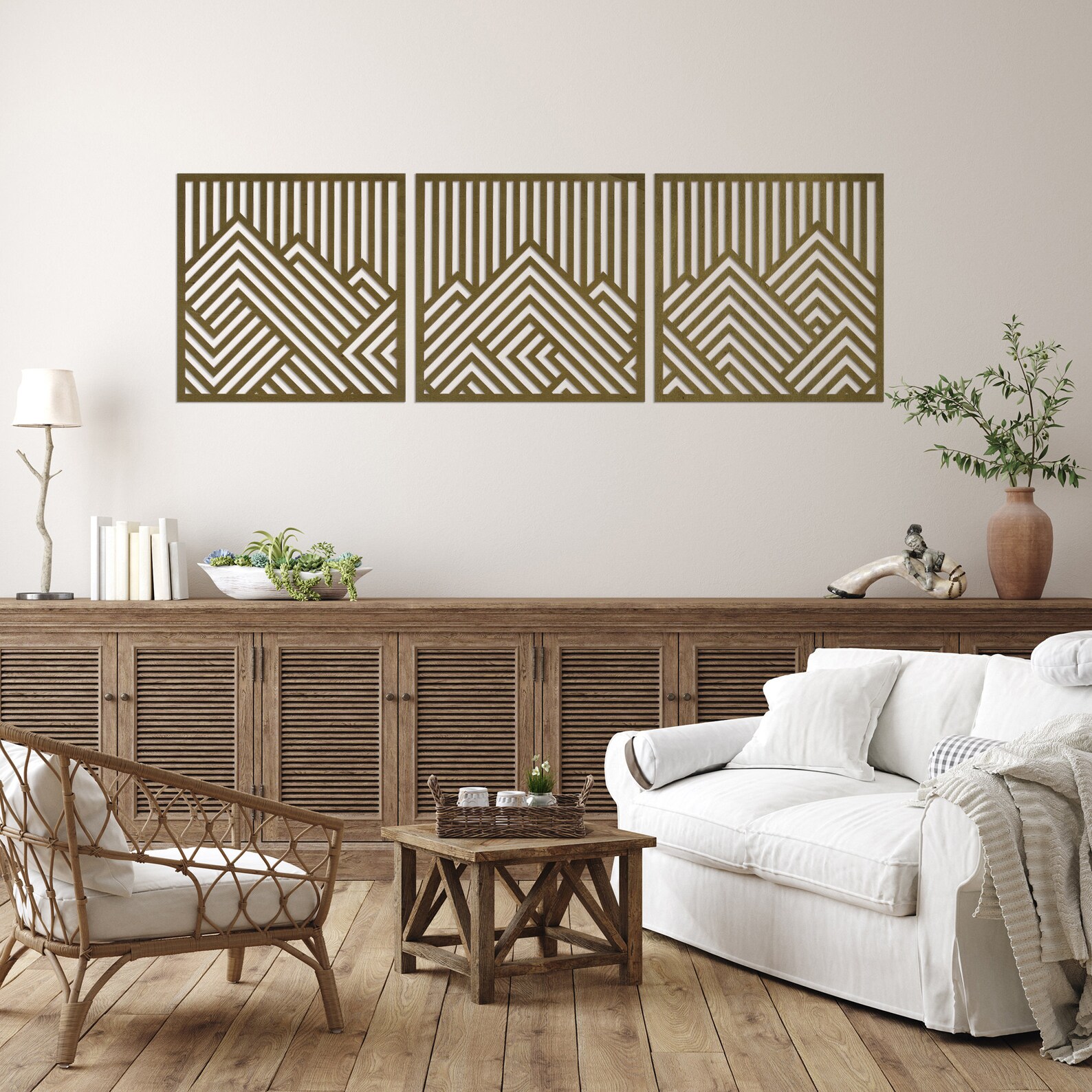 3D Large Geometric Wall Art Decor Set of 3mountains - Etsy