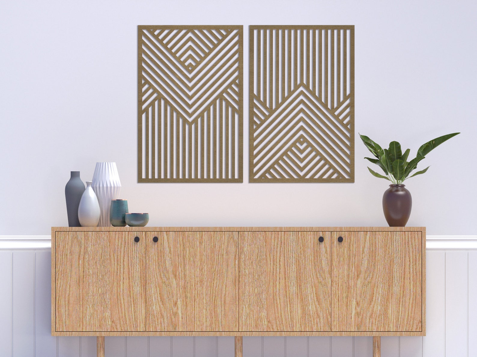 3D Large Geometric Wall Art Decor Set of 2 Minimalist - Etsy
