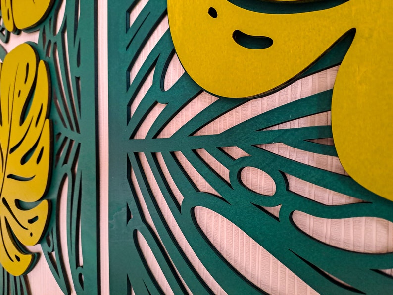 3D Large Set of 3 Panels Monstera Wood Wall Art Decor - Etsy