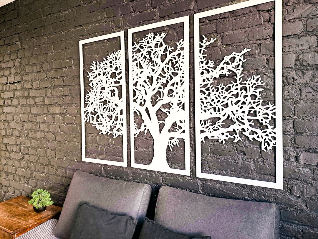 3D FAMILY TREE, Tree of Life, Modern Wood Wall Art Decor, Set of 3 ...