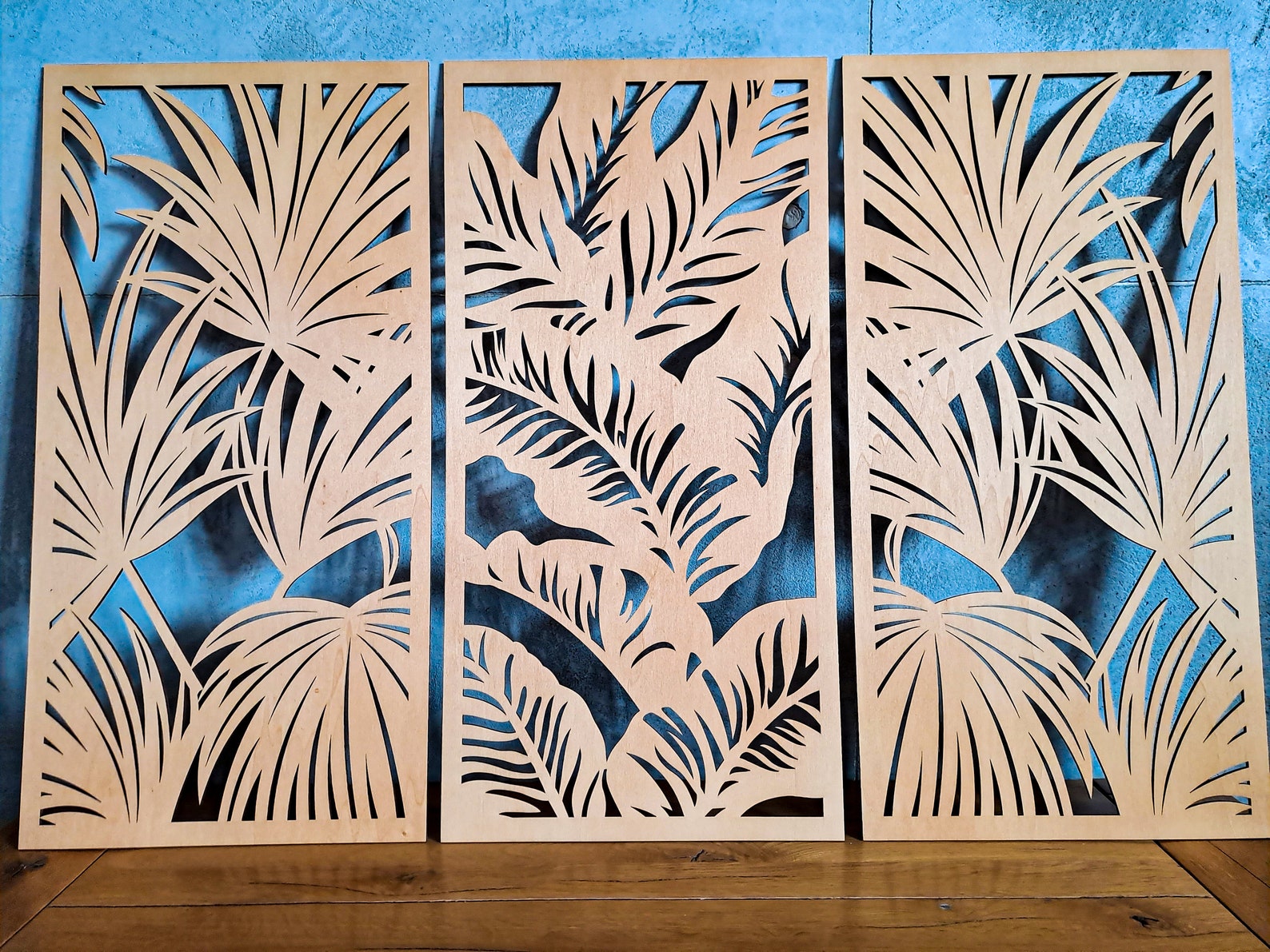 3D Palm Leaves, Wall Art Decor, Wooden, Boho, Large Tropical Decor ...