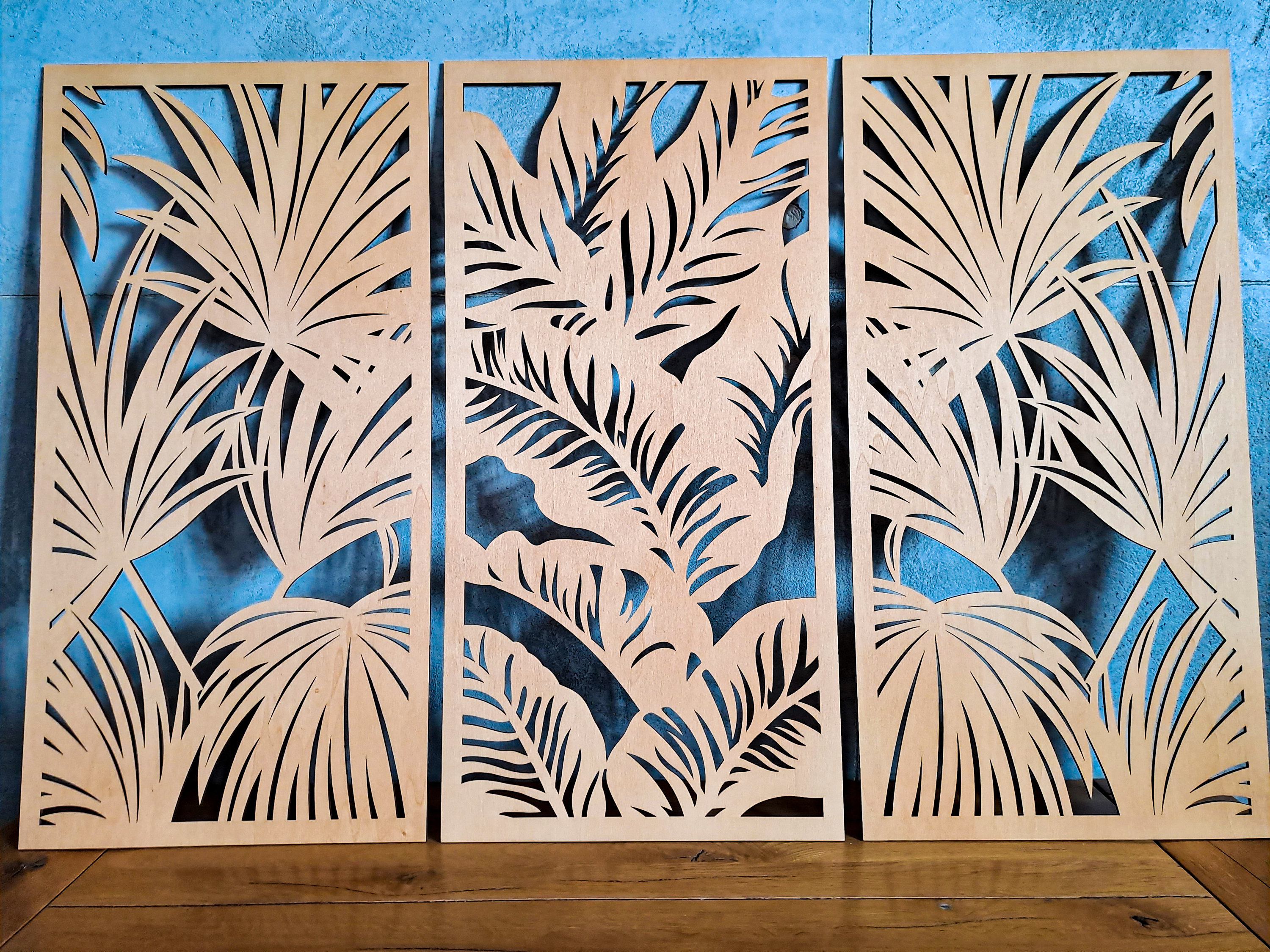 3D Palm Leaves, Wall Art Decor, Wooden, Boho, Large Tropical Decor ...