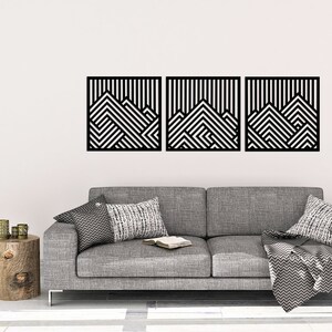 3D Large, Geometric Wall Art Decor, Set of 3,mountains, Minimalist ...