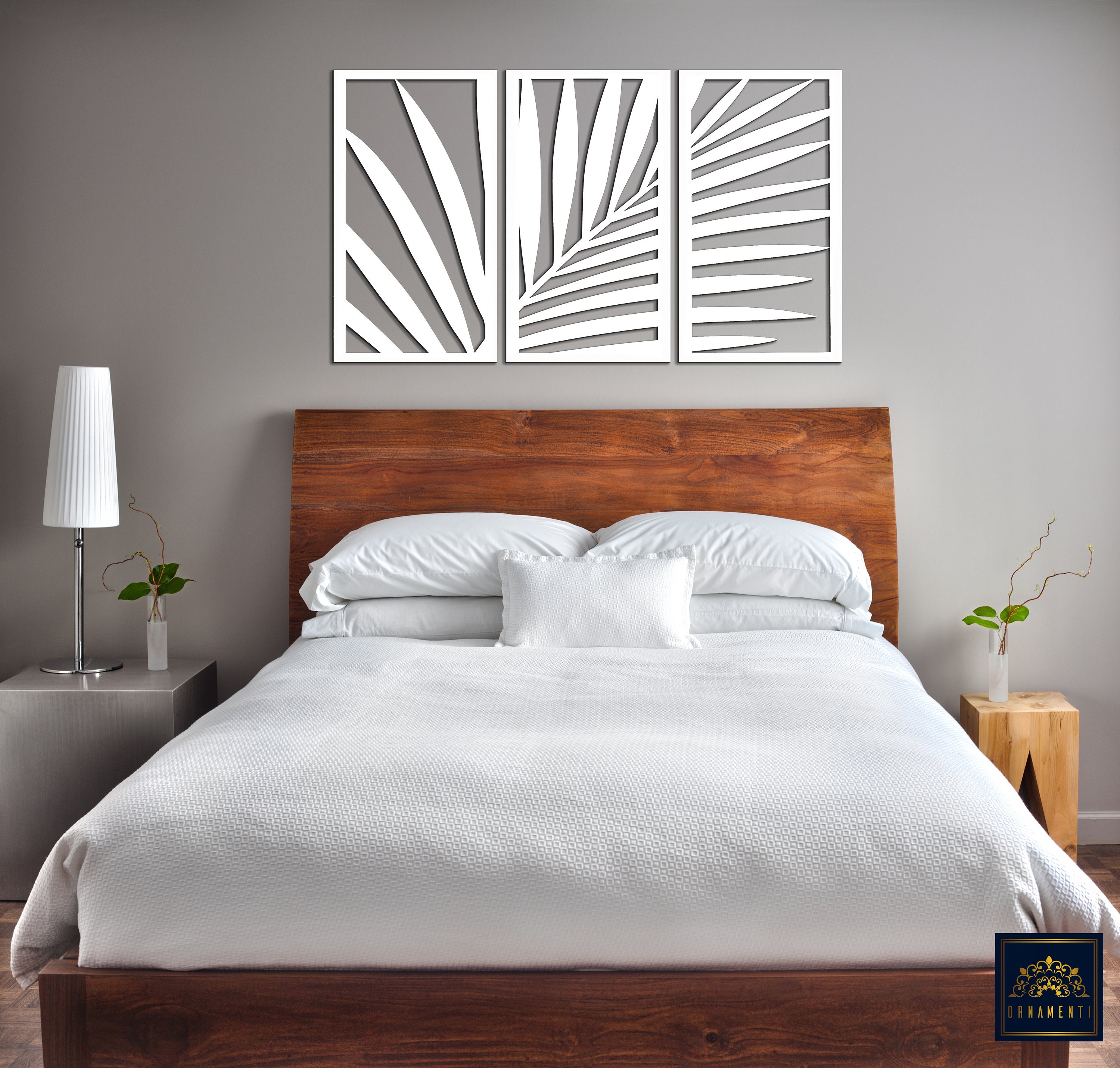 3D Stylish Wood Wall Art Decor JUNGLE STYLE, Triptych, PALM Leaves ...