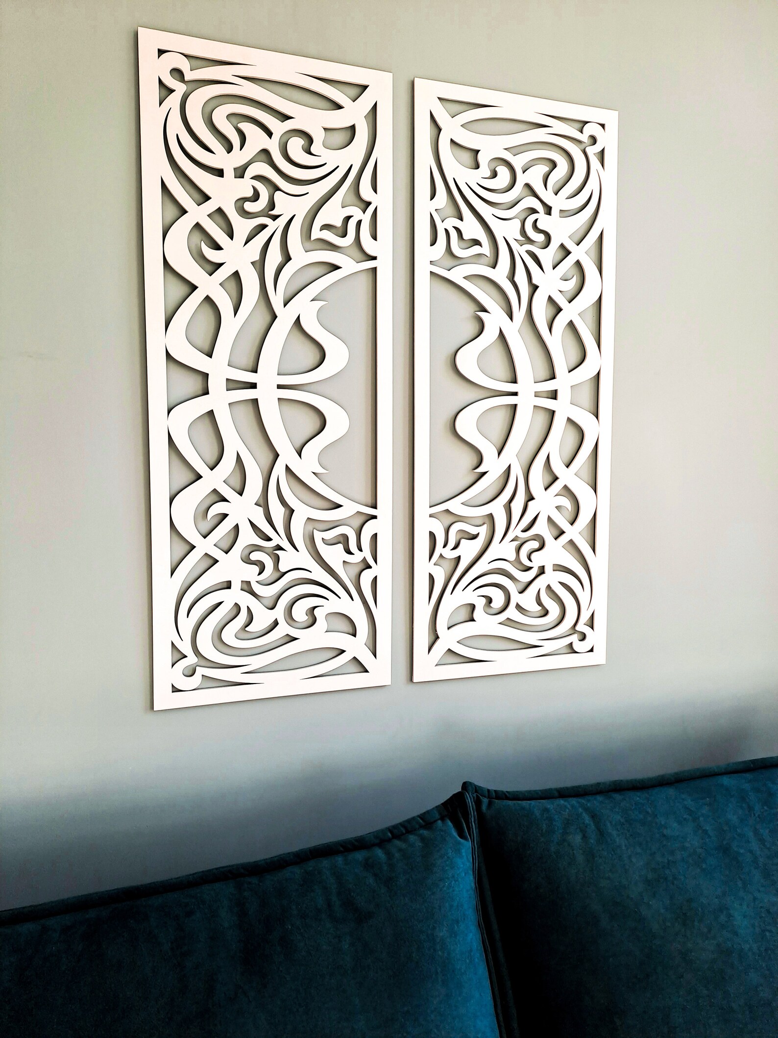 3D Wooden Wall Art Decor, ART DECO, Set of 2, Fretwork , Floral Design ...