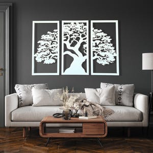 3D FAMILY TREE, Tree of Life, Modern Wood Wall Art Decor, Set of 3 ...
