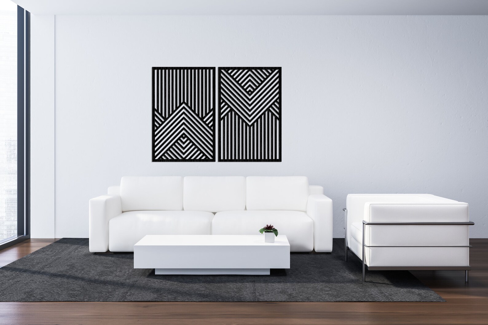 3D Large Geometric Wall Art Decor Set of 2 Minimalist - Etsy