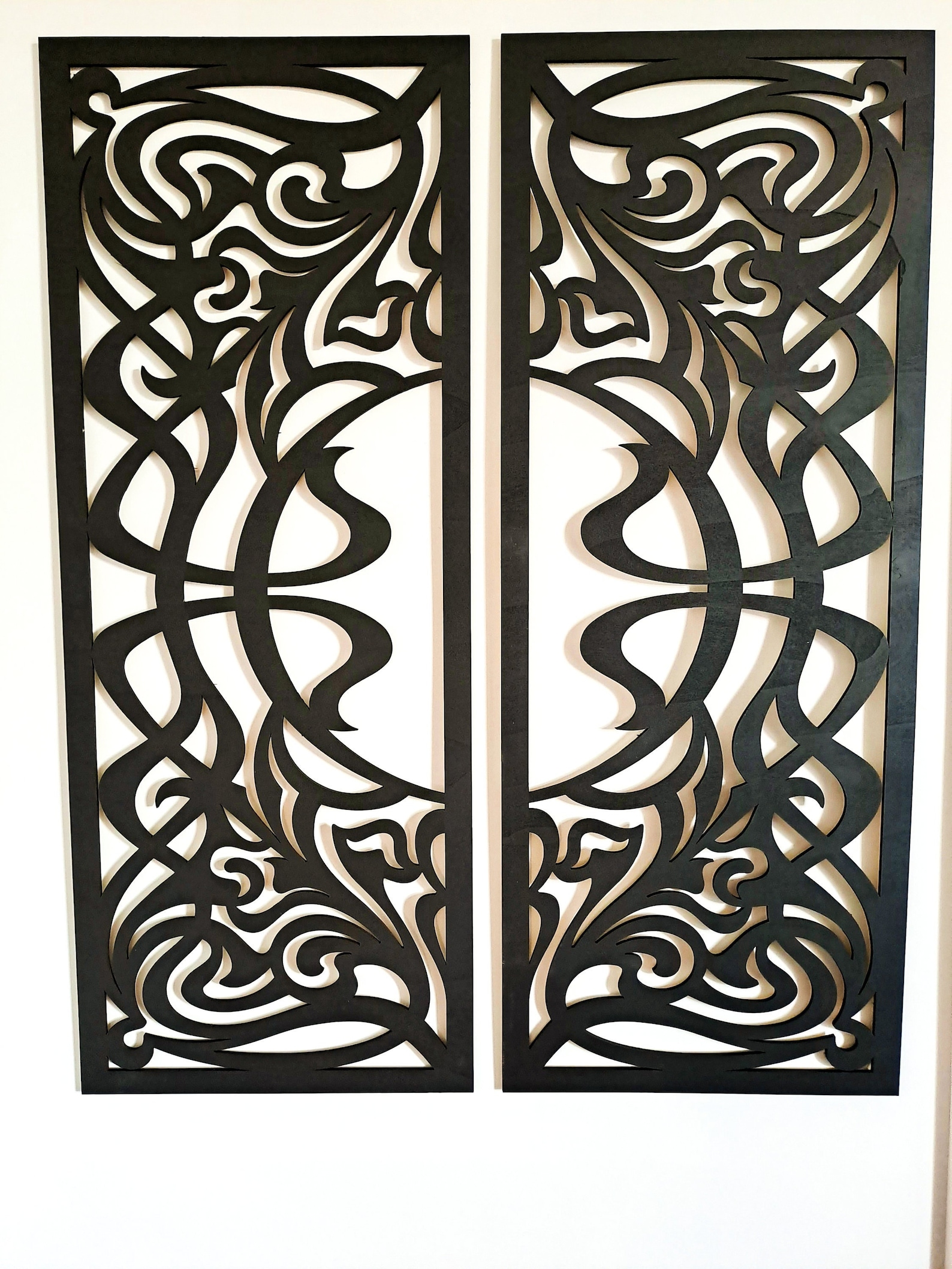 3D Wooden Wall Art Decor, ART DECO, Set of 2, Fretwork , Floral Design ...