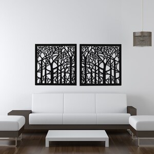 3D Decorative Wood Wall Panel FOREST, 60 Cm, Wall Picture, Openwork ...
