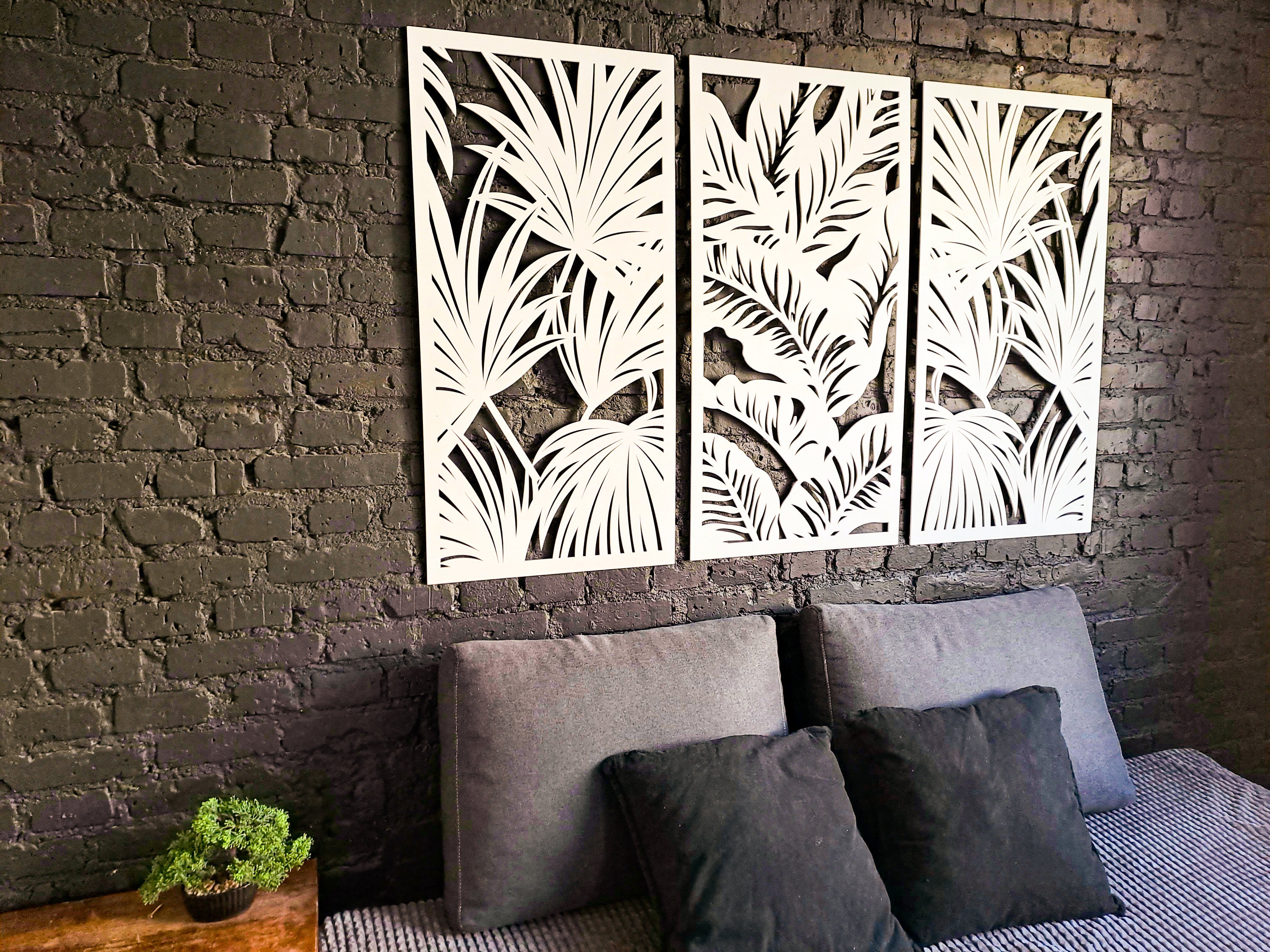 3D Large TROPICAL Wall Decor, Palm Leaves, Bohemian Style, Screen ...