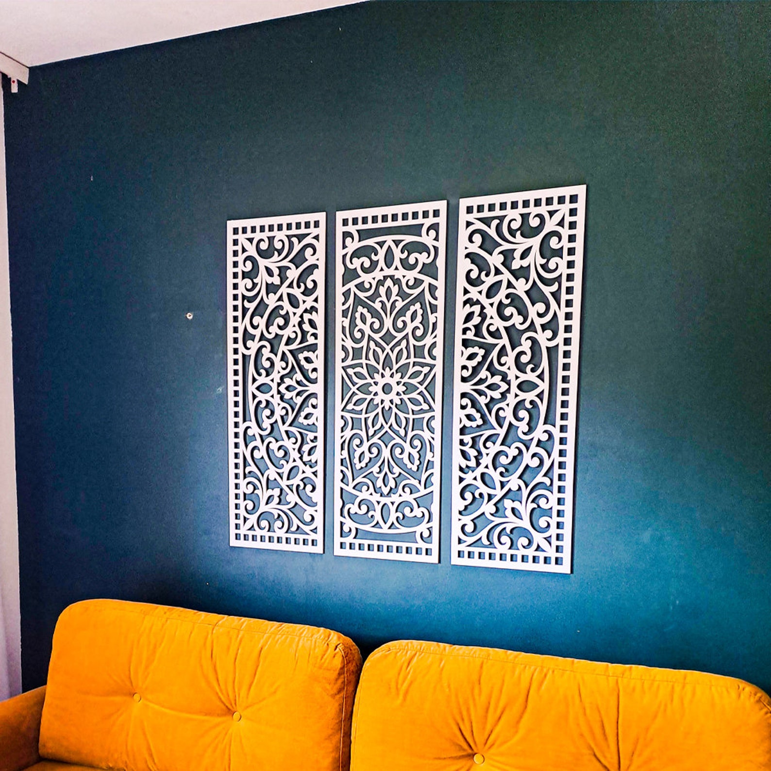 3D MANDALA Boho, Wall Art Decor, Set of 3, Wooden, Large Modern Decor ...