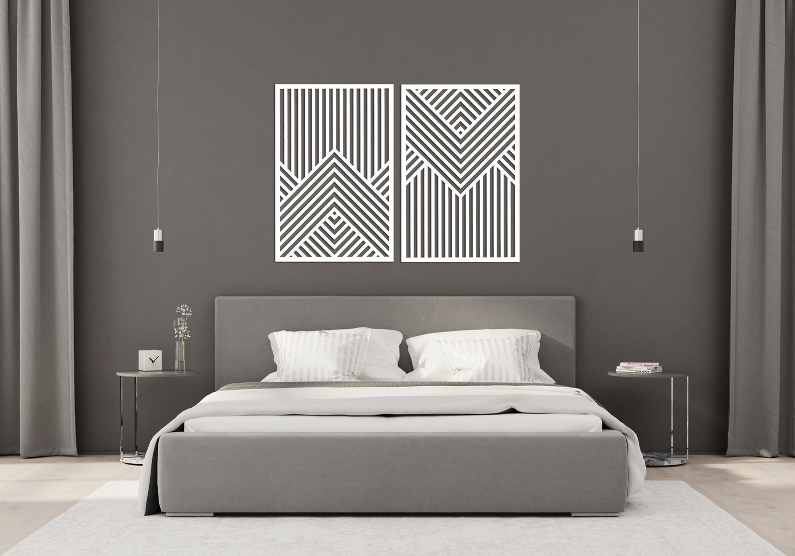 3D Large Geometric Wall Art Decor Set of 2 Minimalist - Etsy