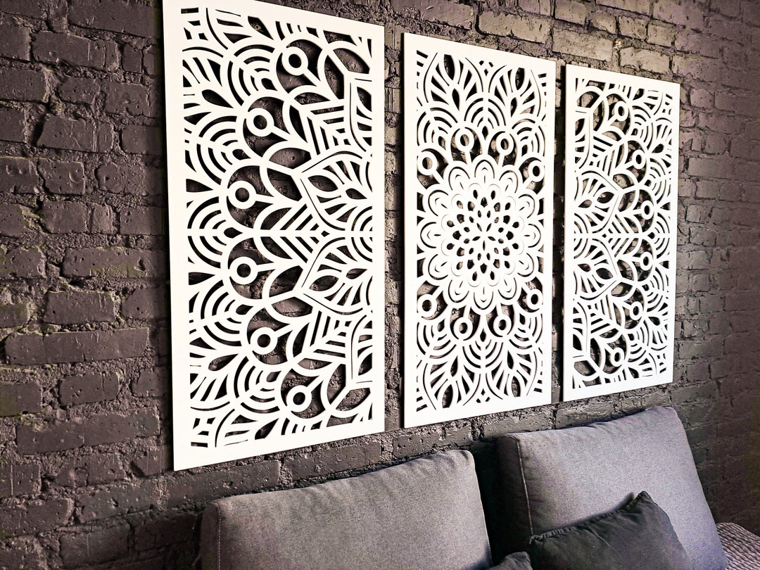 3D MANDALA, Accent Wall, Wooden Wall Art Decor, 3 Pieces, Boho,bohemian ...