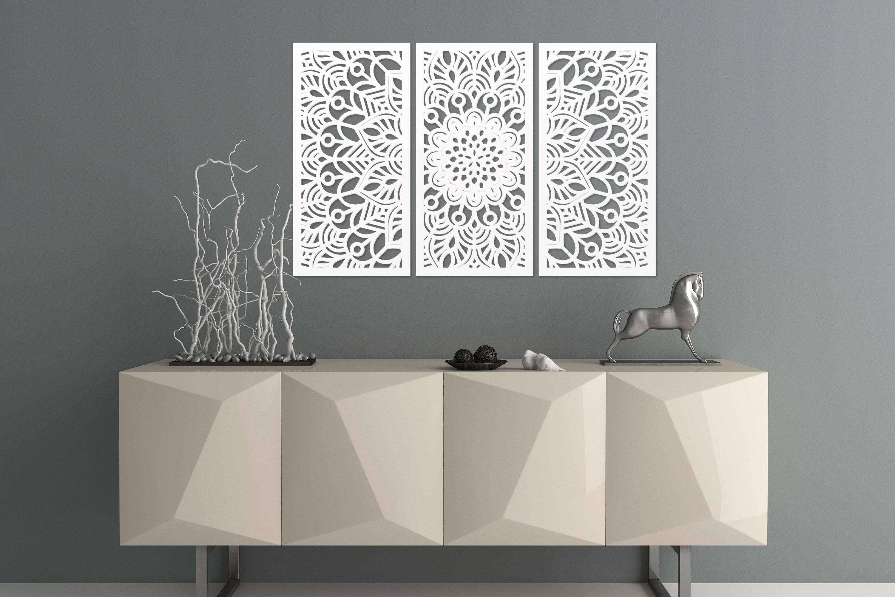 3D MANDALA, Accent Wall, Wooden Wall Art Decor, 3 Pieces, Boho,bohemian ...
