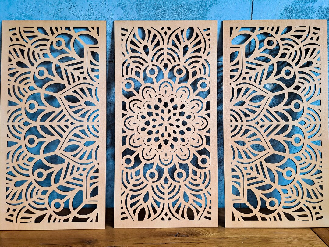 3D MANDALA Boho, Wall Art Decor, Set of 3, Wooden, Large Modern Decor ...