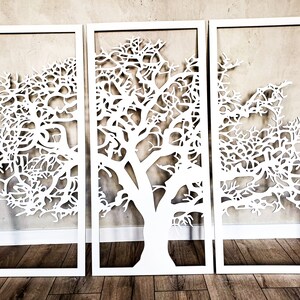 3D FAMILY TREE, Tree of Life, Modern Wood Wall Art Decor, Set of 3 ...