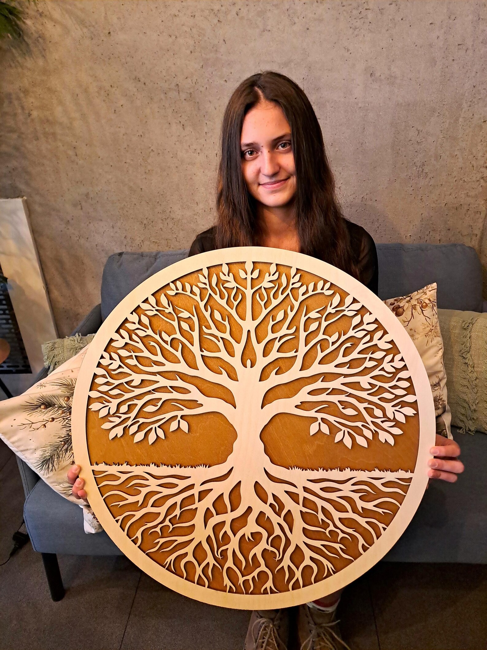 3D TREE of LIFE Bohemian Wall Art Decor, Circle, Wooden Panel,wall ...