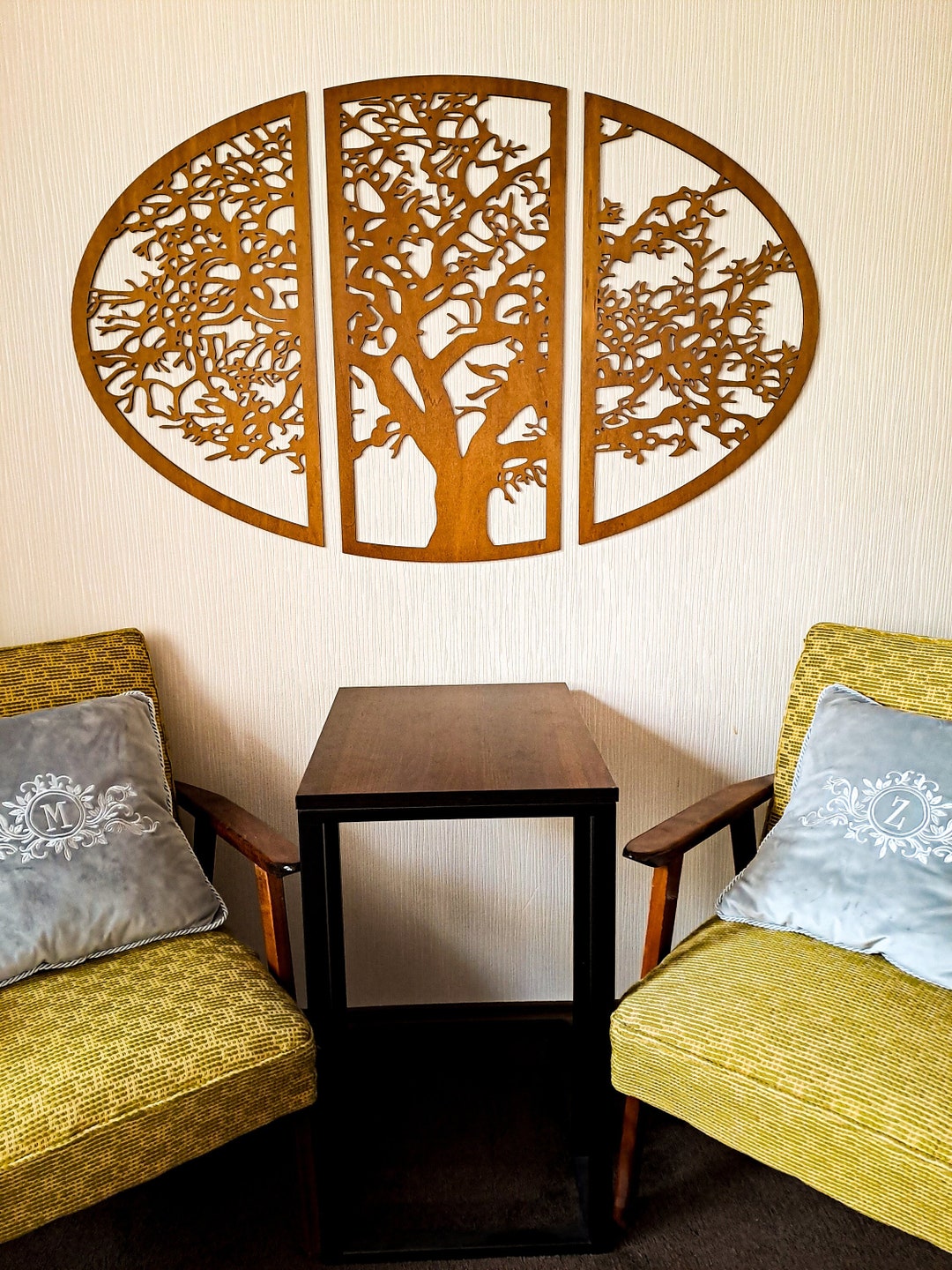 TREE OF LIFE, Wall Art Decor, Wooden Panels, 3 Pieces, Wall Hanging ...