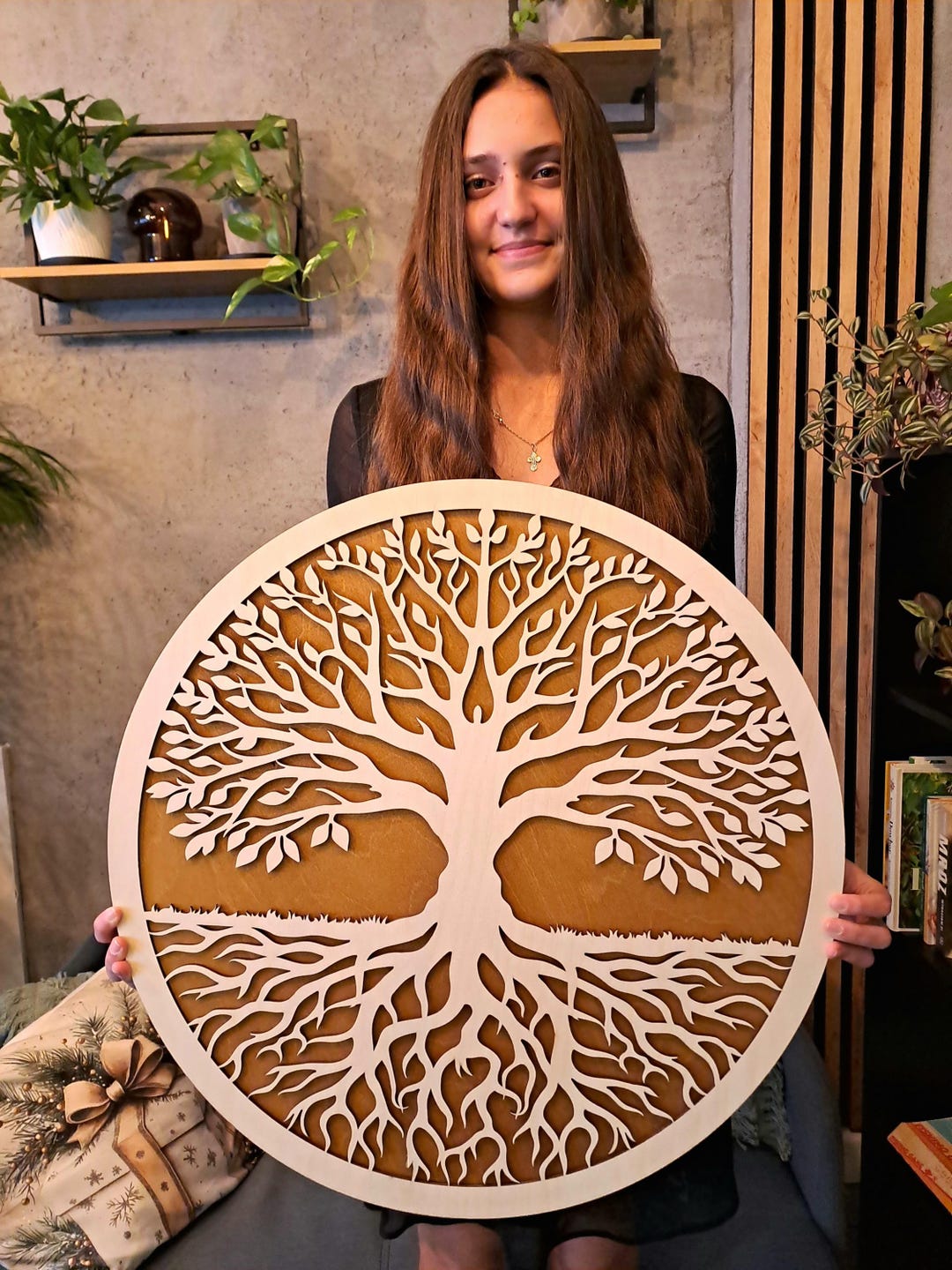 3D TREE of LIFE Bohemian Wall Art Decor, Circle, Wooden Panel,wall ...