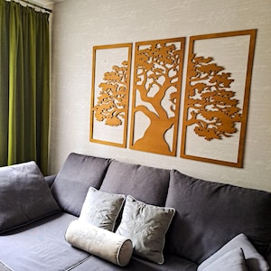 3D FAMILY TREE, Tree of Life, Modern Wood Wall Art Decor, Set of 3 ...