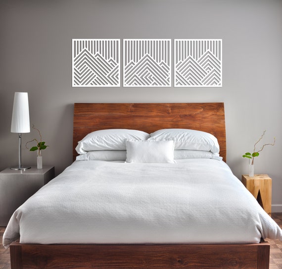 3D Large Geometric Wall Art Decor Set of 3mountains | Etsy