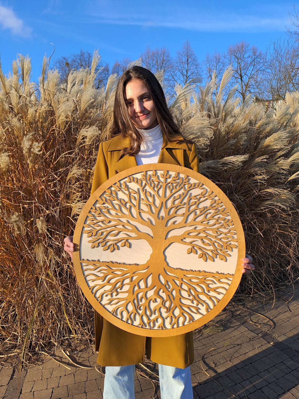 3D TREE of LIFE Bohemian Wall Art Decor, Circle, Wooden Panel,wall ...