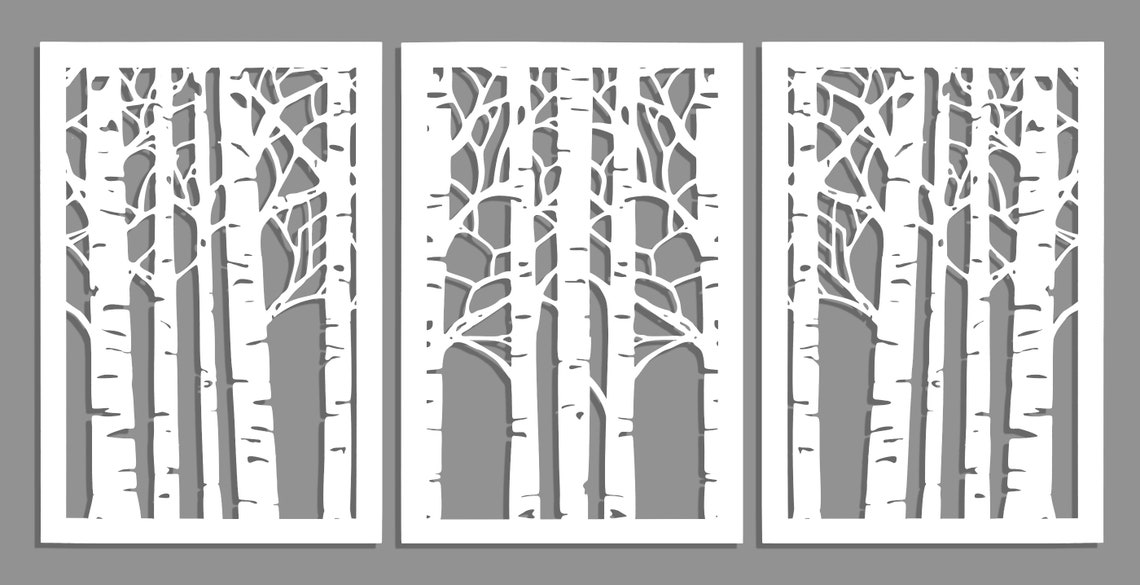 3D Stylish Wood Wall Art Decor, BIRCH TREE Wall Panel, Triptych, Birch ...