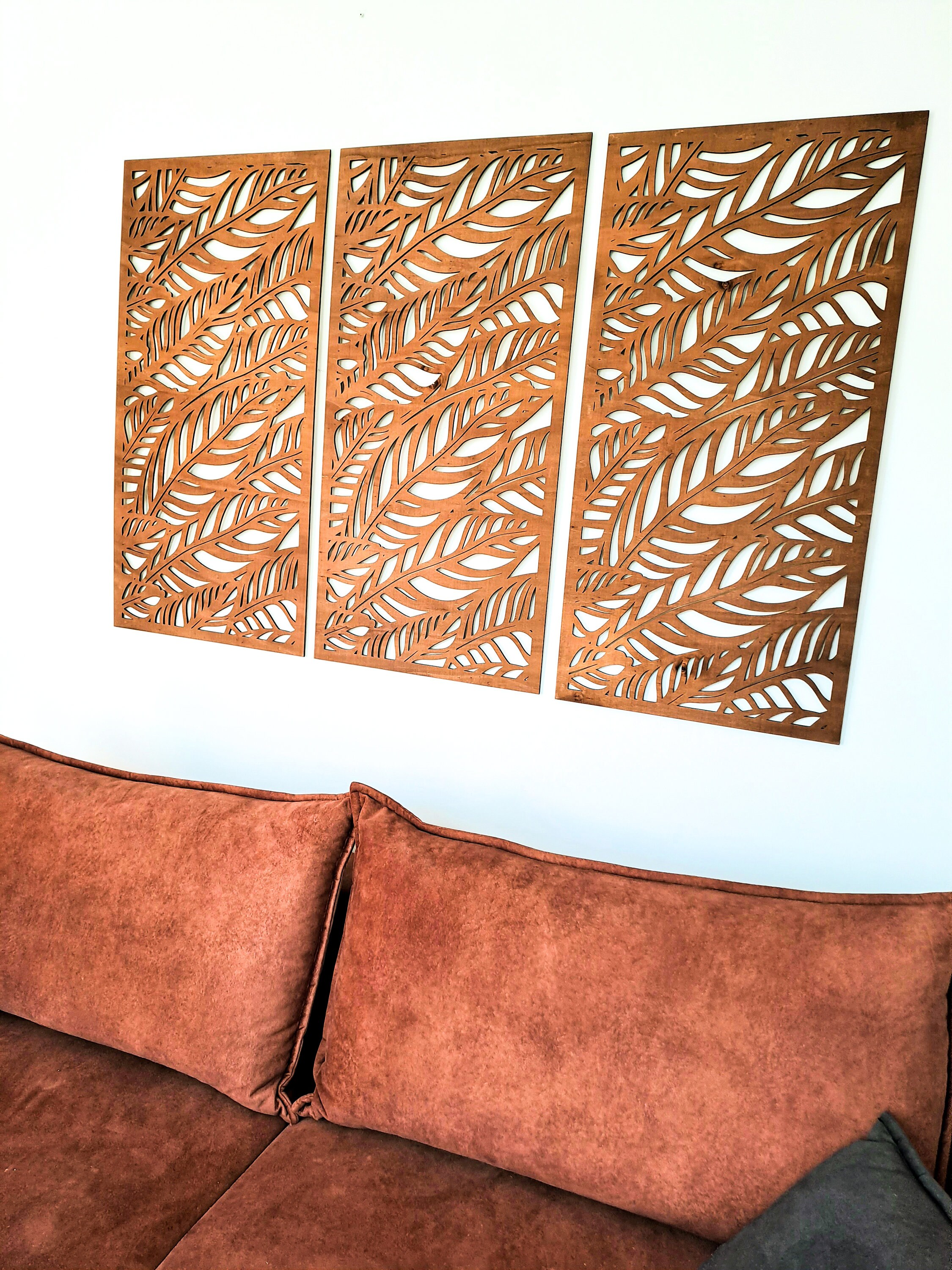 3D Leaves,set of 3, Wall Art Decor, Wooden, Boho, Screen, Decorative ...