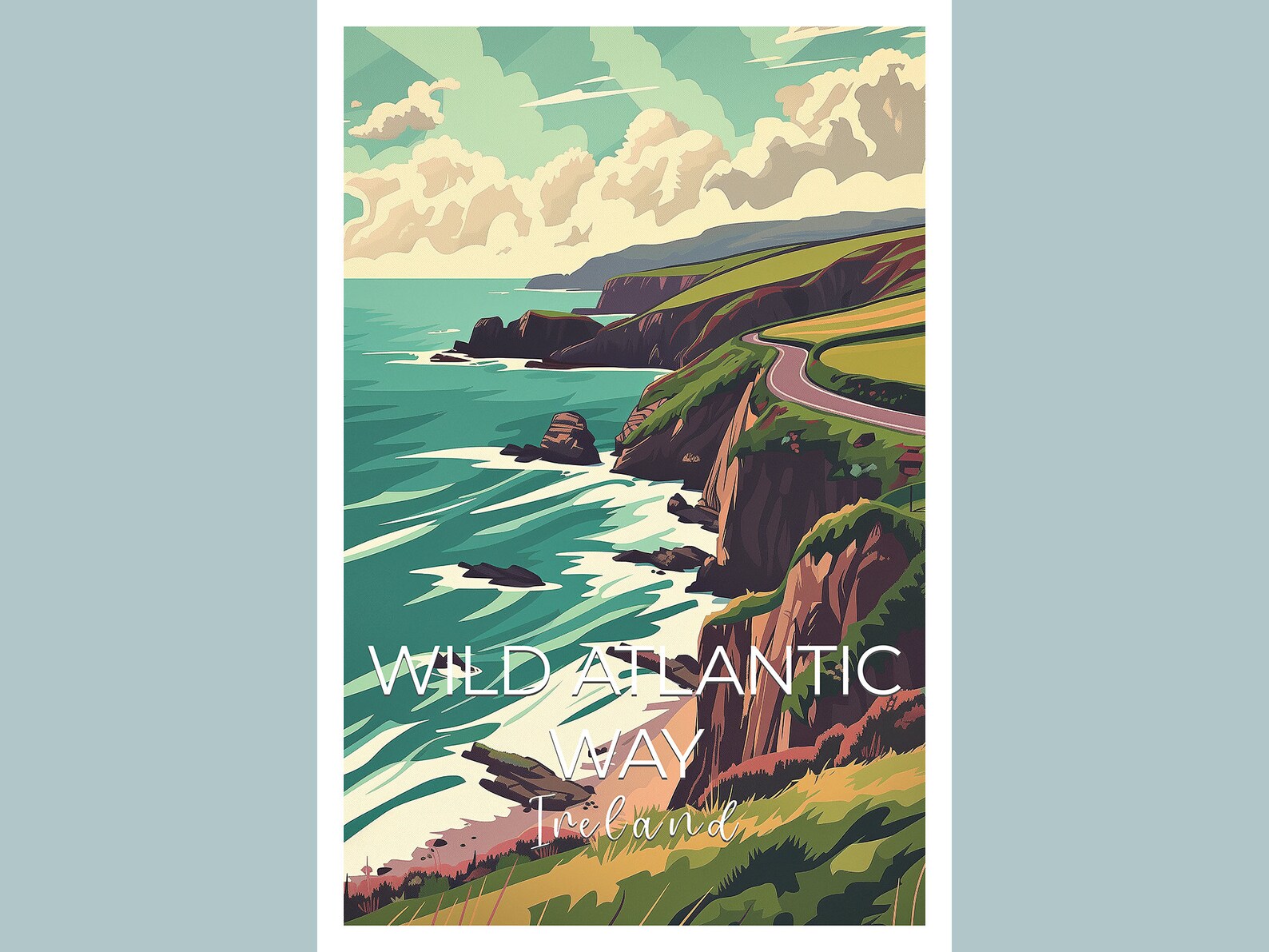Wild Atlantic Way Print, Ireland Travel, Travel Wall Art Prints, Large ...