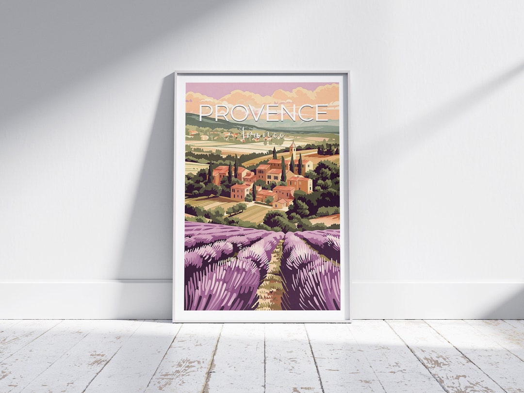 Provence Print, France Travel Poster, Lavender Field Art, Countryside ...