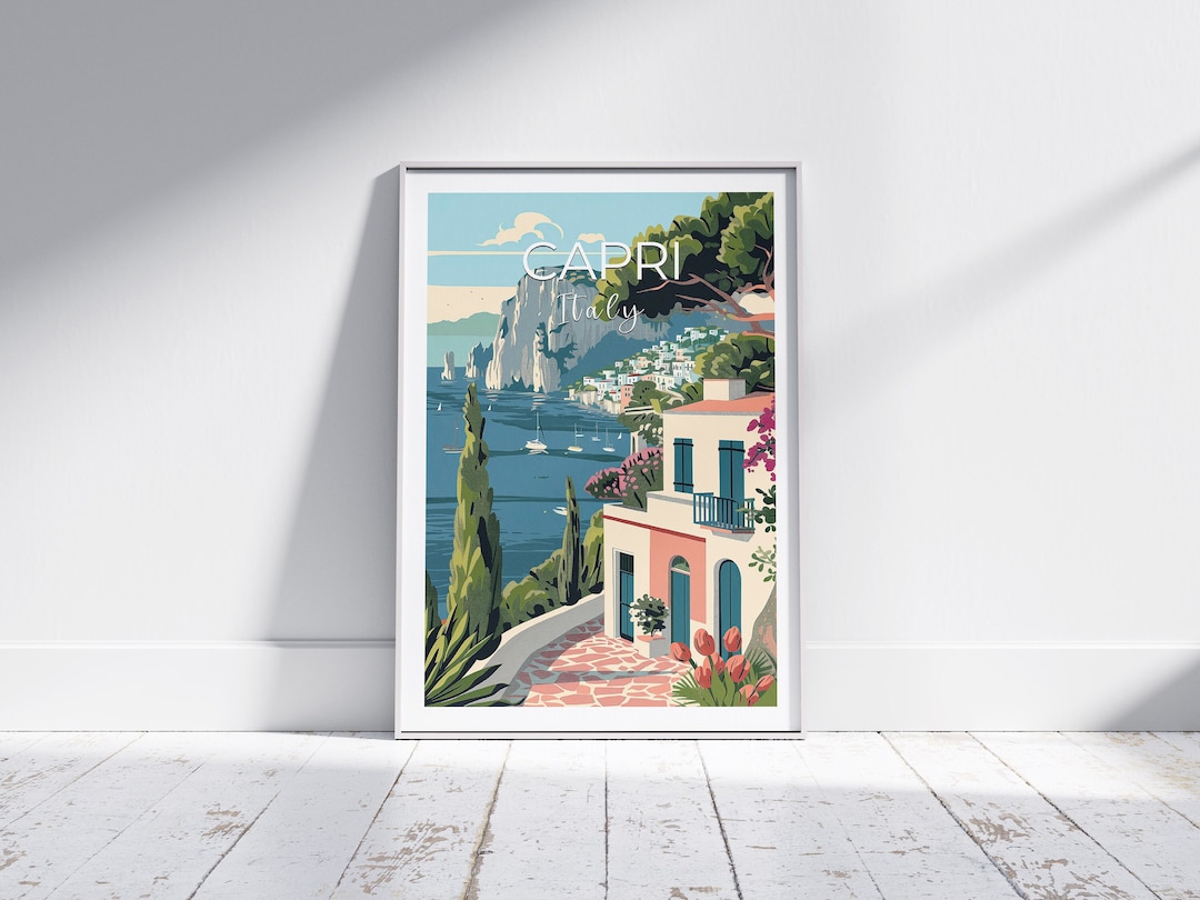 Capri Travel Poster, Capri Italy Wall Art, Italy Travel Home Decor Wall ...