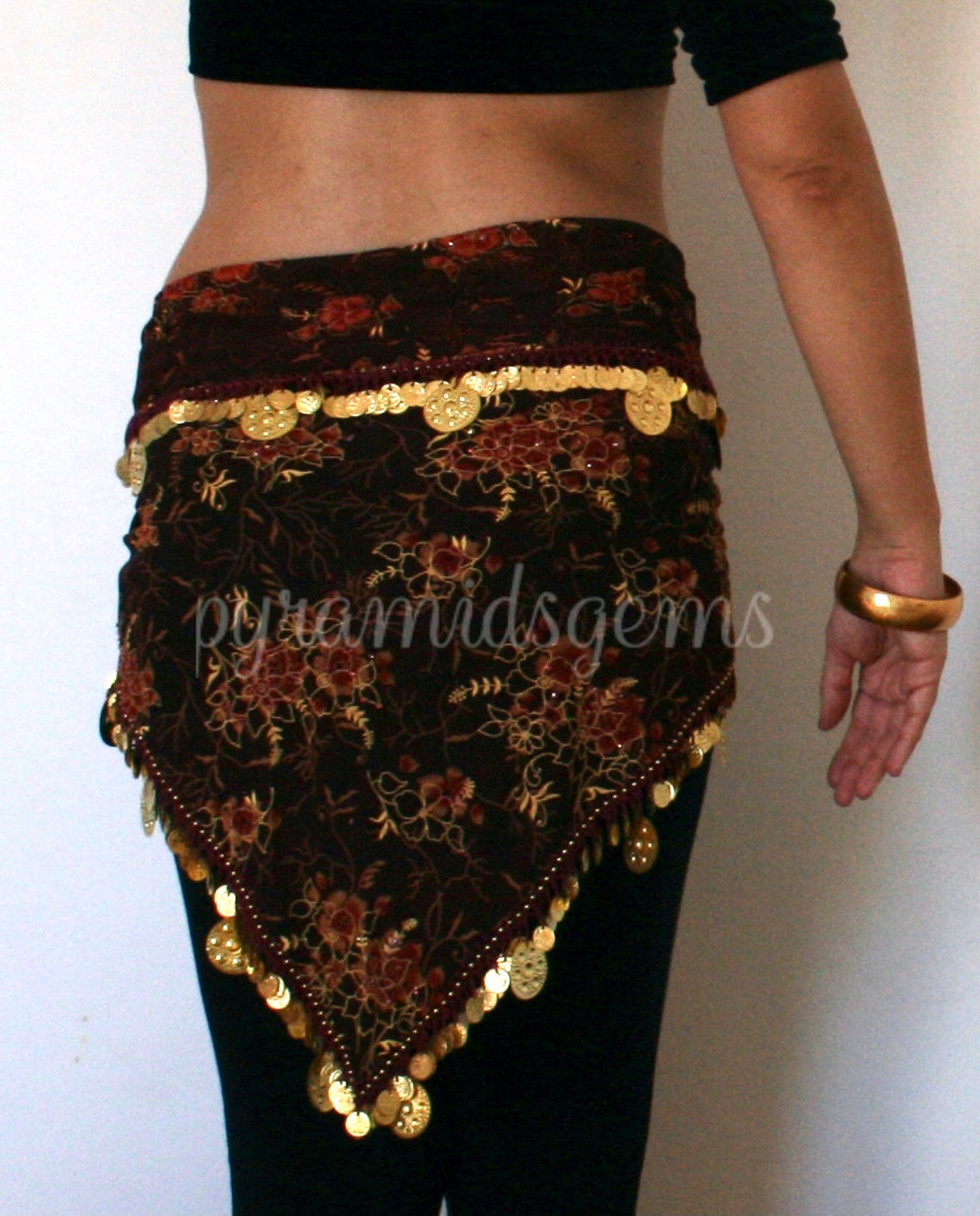 High Quality Brass Coins Belt for Belly Dancing Dark Garnet (wine ...