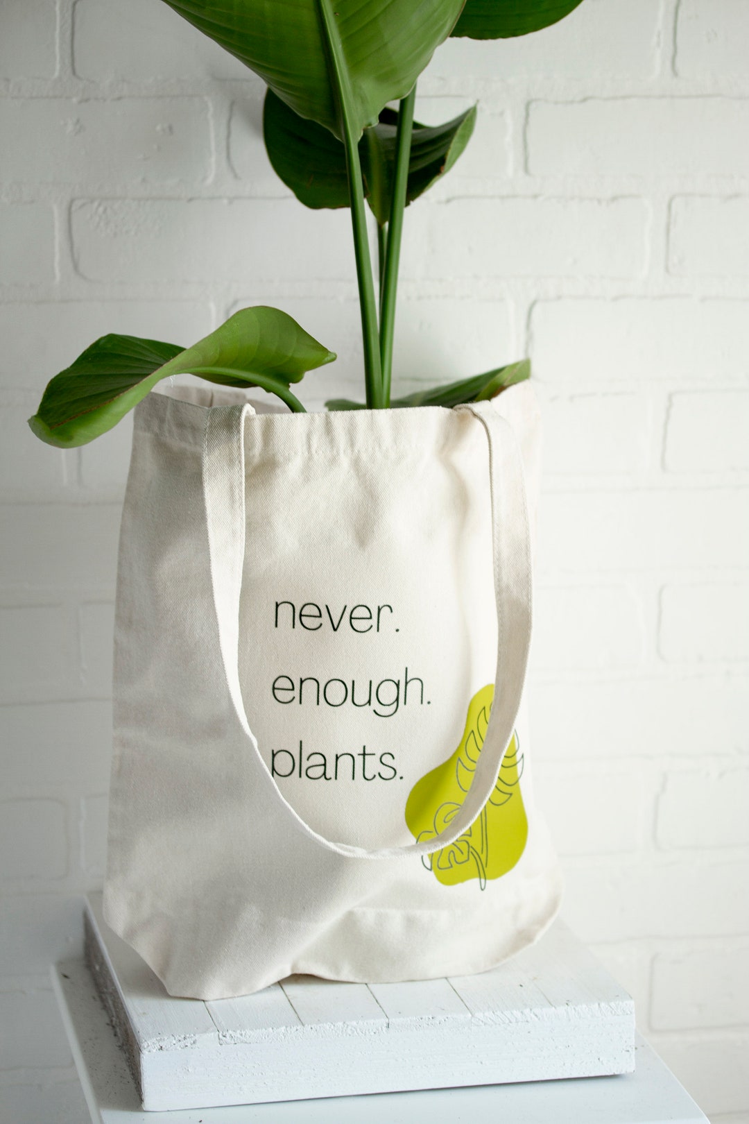 Plant Themed Tote Bag - Never Enough Plants - Canvas Totebag for Plant ...