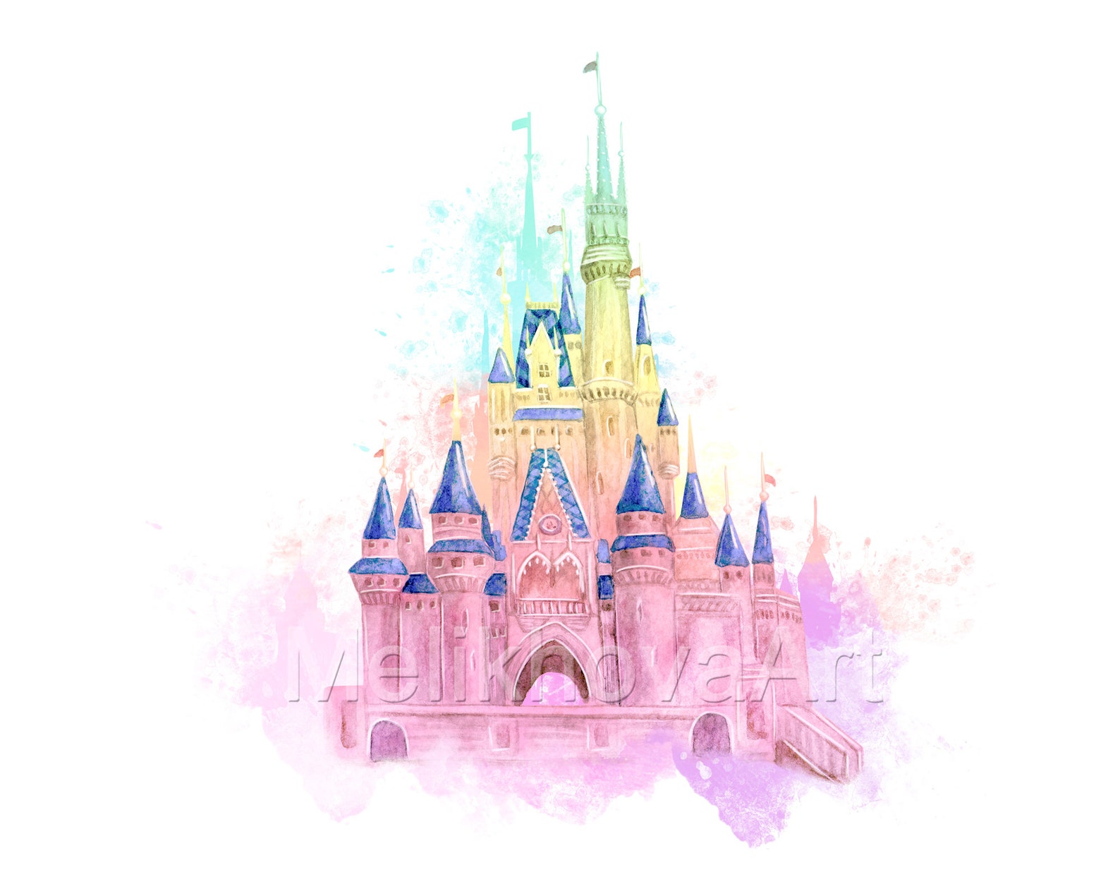 Magic Kingdom Castle Pastel Clipart Parks Sublimation | Etsy