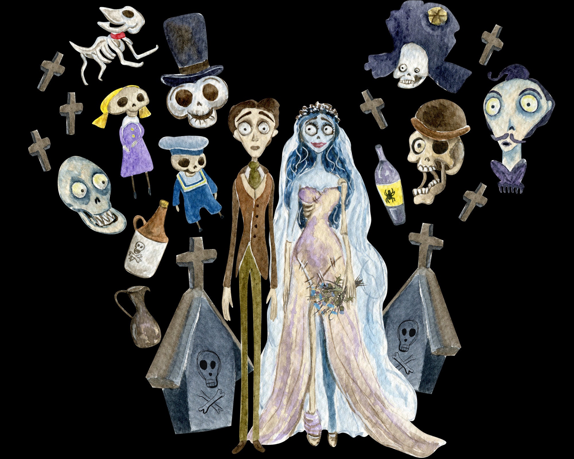 Corpse Bride Clipart Halloween Magic Kingdom Mouse | Etsy