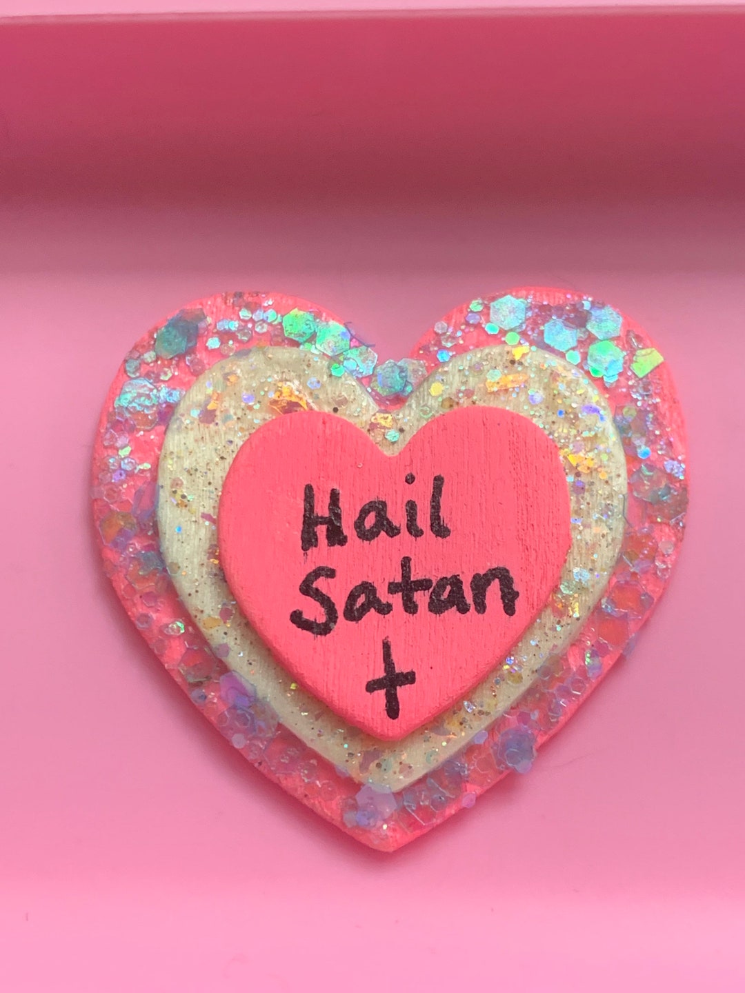 Pastel Hail Satan Pin - Etsy