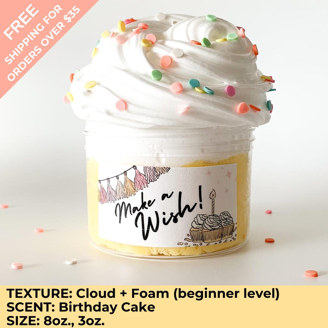 Birthday Cake Slime: Fluffy Cloud Creme, Make a Wish! - Etsy