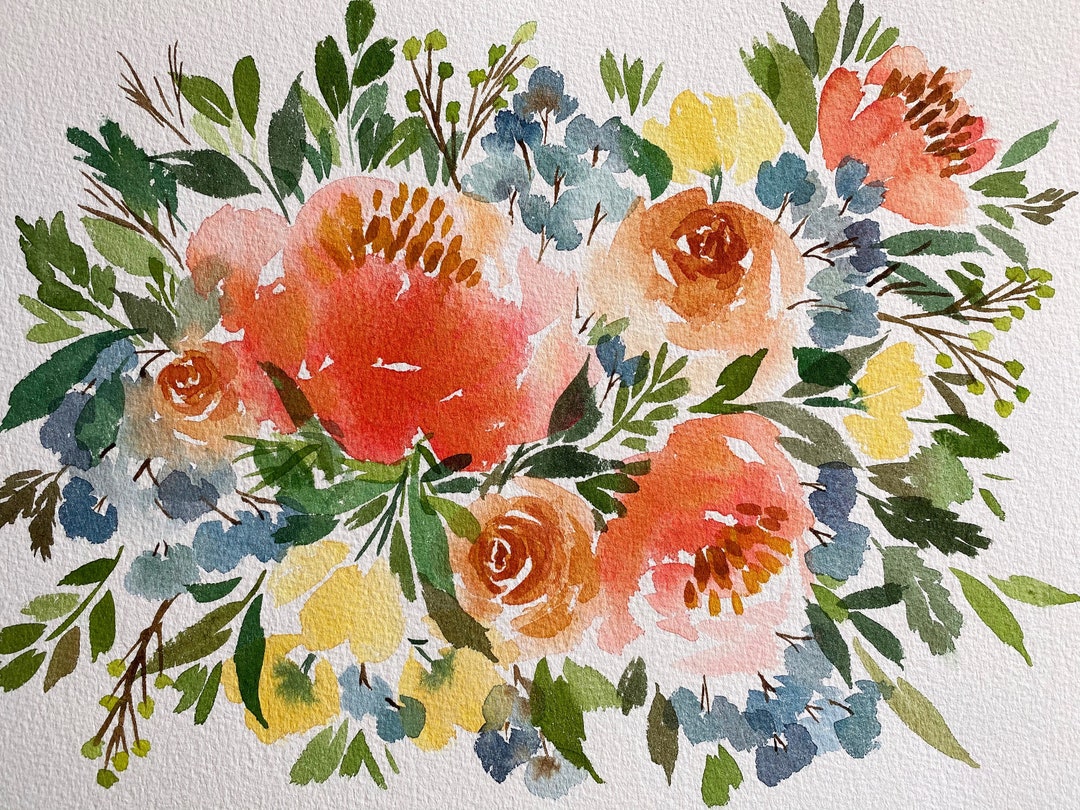 Original Watercolor Floral Painting, Wall Art, Home Decor, Watercolor ...