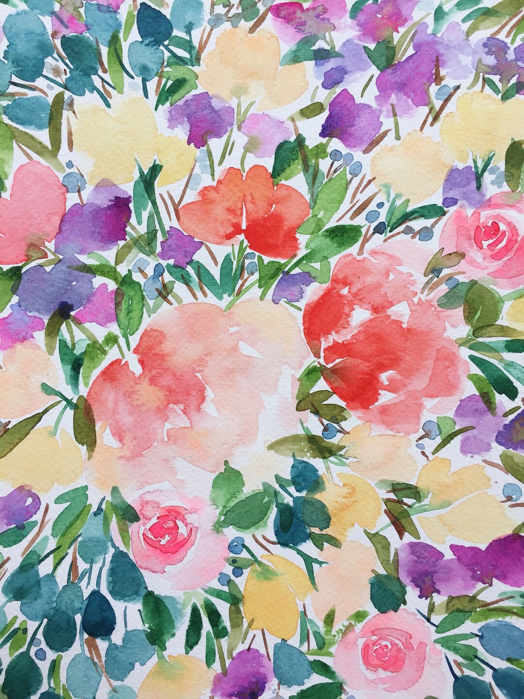 Flower Wall Art, Original Watercolor Art, Watercolor Florals, Flower ...