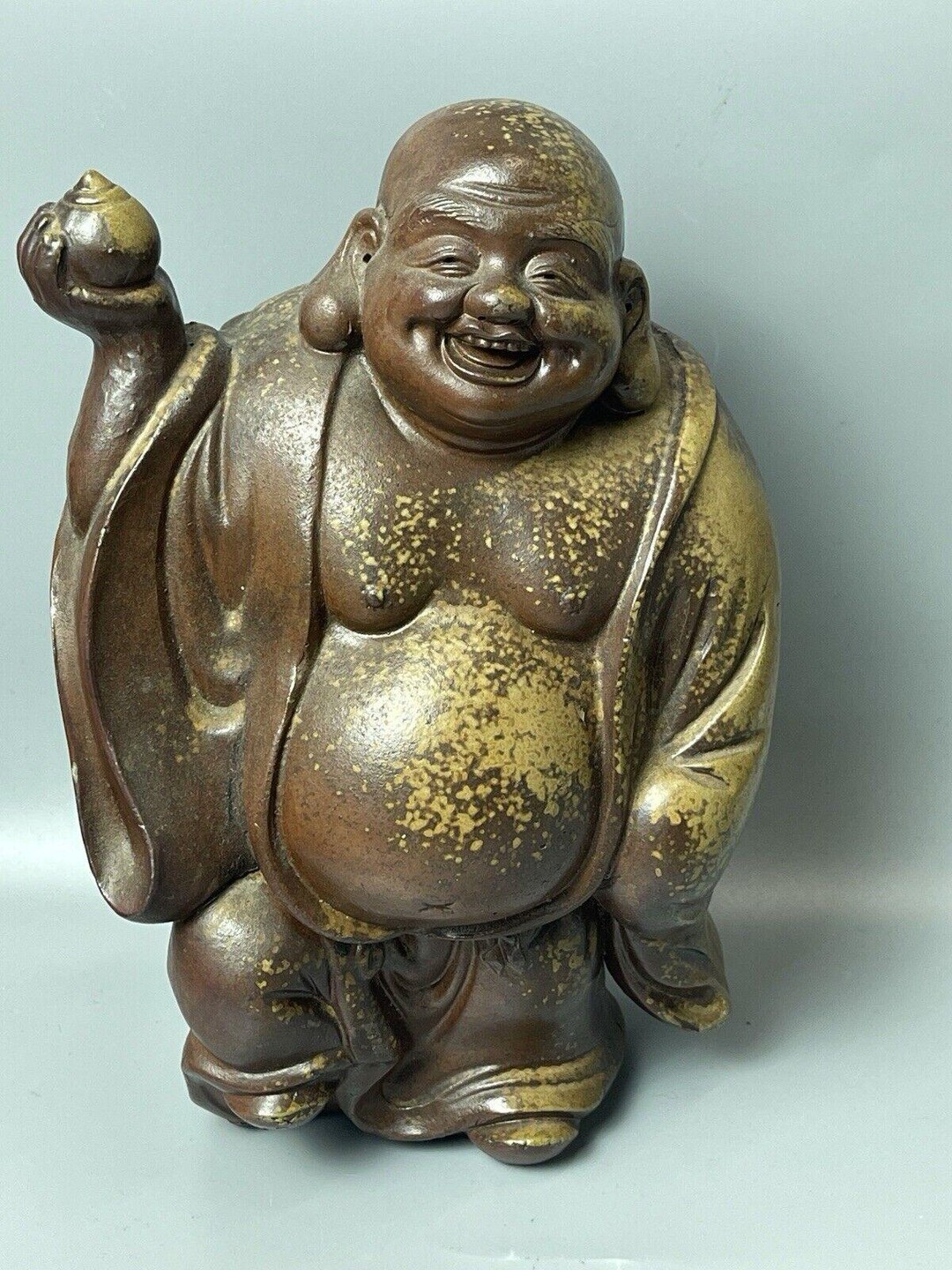 Hotei Budai GOD Statue Happy Buddha Figure Stoneware Signed Japanese 10 ...