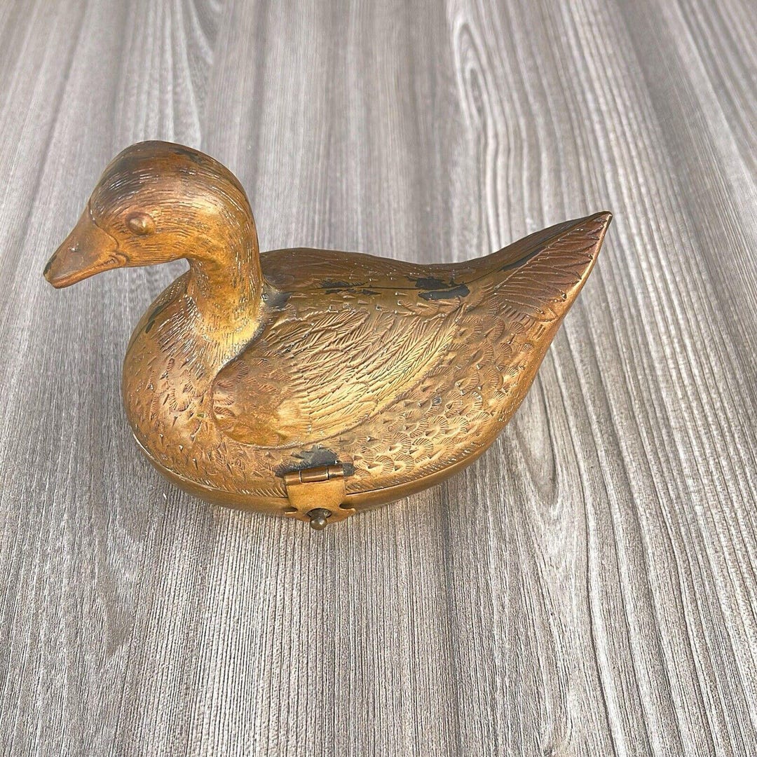 Vintage Brass Duck Hinged Treasure Box Figural Trinket Detailed - Etsy