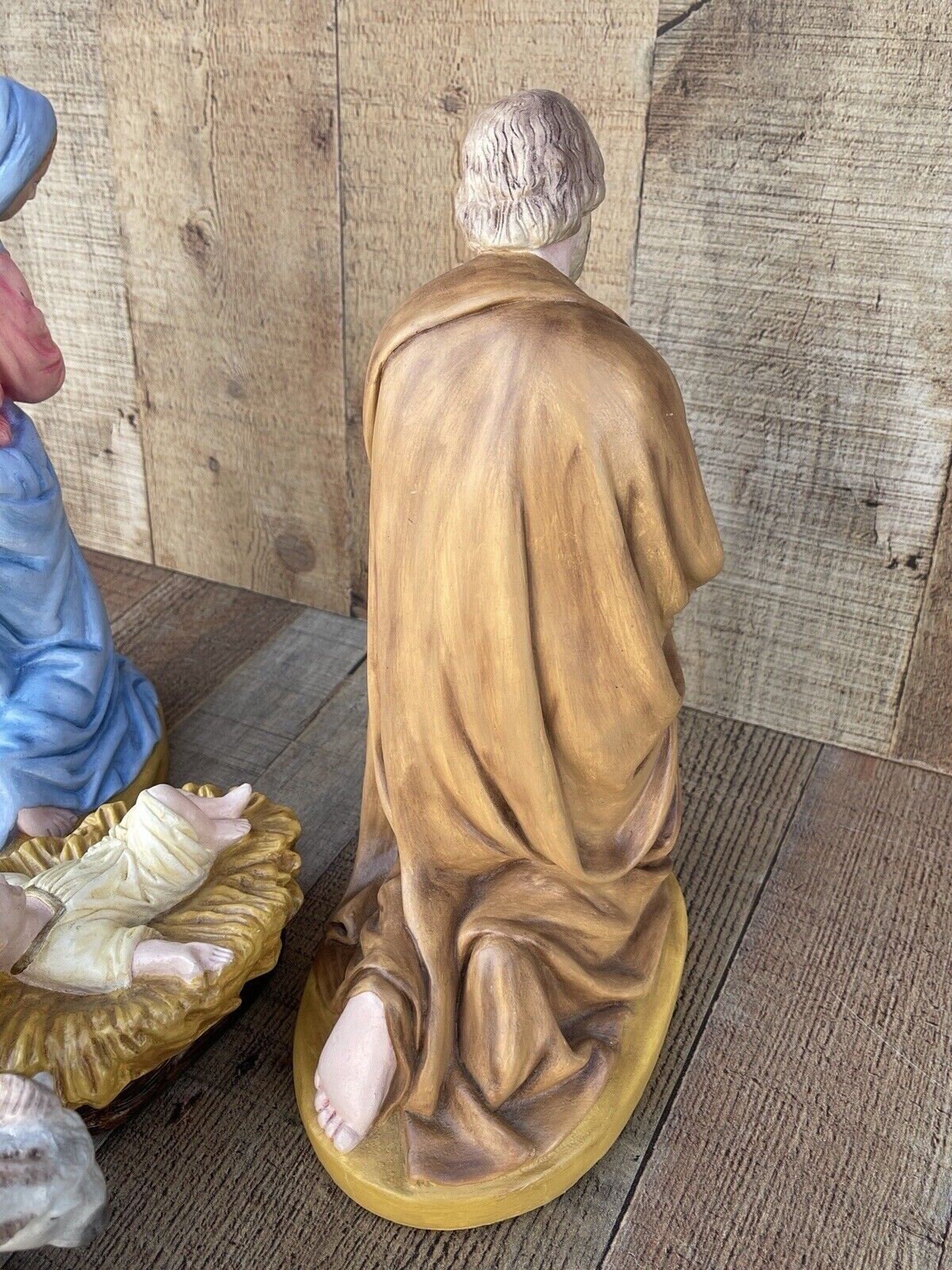 Vintage Chalkware Nativity Set Mary Joseph Jesus and Sheep About 11 ...