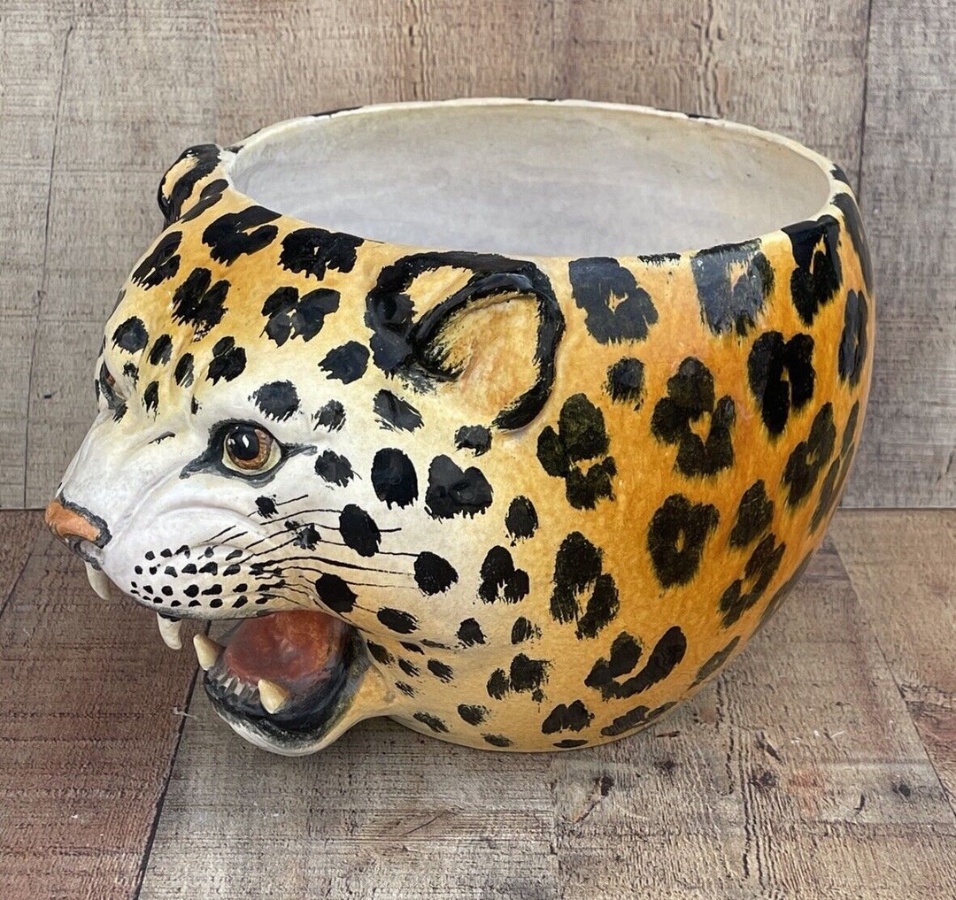 Vintage Leopard Head Planter Bowl Made in Italy Terracotta Unique - Etsy