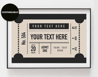 Custom Ticket Stub Poster Concert Ticket Gift for Music | Etsy